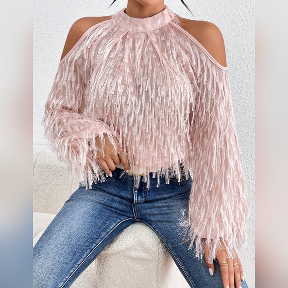 Sweaters | Womens Open Shoulder Long Sleeve Fringe Top | Poshmark